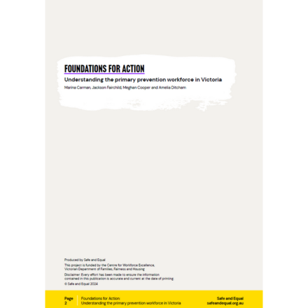 Foundations for Action: Understanding the primary prevention workforce ...