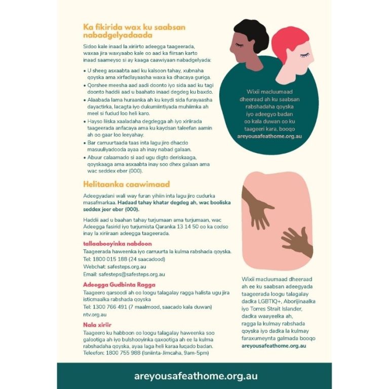 Are you safe at home? Somali resources - Soomaali | Safe and Equal